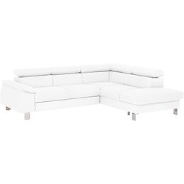 COTTA Ecksofa &raquo;Komaris L-Form, B: 249 cm&laquo; mit Kopfteilverstellung, optional Bettfunktion, Bettkasten & Licht wei&szlig; Microfaser PRIMABELLE (100% 