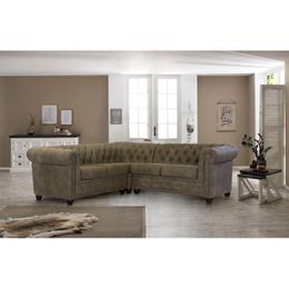 Home Affaire Chesterfield-Sofa &raquo;Rysum L-Form&laquo; Chesterfield-Optik, gleichschenklig grau Luxus-Microfaser Lederoptik (100% Polyester);Kunstleder