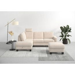Home Affaire Ecksofa &raquo;Summer L-Form&laquo; mit Ottomane, mit oder ohne Bettfunktion und Bettkasten, Cord-Bezug beige 100% Polyester