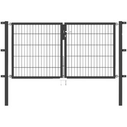 Alberts Zaundoppelt&uuml;r &raquo;Flexo&laquo; 200 cm Breite, in versch. H&ouml;hen grau Stahl