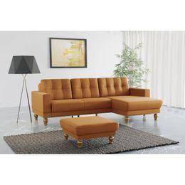 Sit & More sit&more Ecksofa &raquo;Orient 5 L-Form&laquo; mit Strass-Stein, wahlweise mit Bettfunktion und Bettkasten gold 100% Polyester