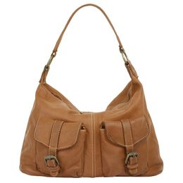 CLUTY Damen Shopper echt Leder, Made in Italy braun