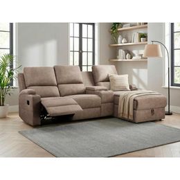 OTTO home Ecksofa &raquo;NAPORI Multimediasofa, 3er Kinosessel XXL, L-Form, 3 Bezugsstoffe&laquo; Kinosofa mit Relaxfunktion, Getr&auml;nkehalter, Staufach und 