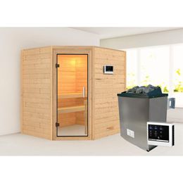 Karibu Sauna &raquo;Mia (Fronteinstieg)&laquo; Ofen 9 KW externe Strg easy beige