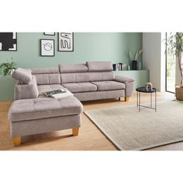 exxpo - sofa fashion Ecksofa &raquo;Enya, hoher Sitzkomfort, Breite 266cm, bequem, 12cm hohe F&uuml;&szlig;e, L-Form&laquo; mit Kopfteilverstellung, wahlweise Bettfunktion u