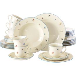 Seltmann Weiden Kombiservice &raquo;Geschirr-Set, Service Marie-Luise Streublume&laquo; Teller, Tasse, Untertasse, Made in Germany, 30 Teile, f&uuml;r 6 Personen Porzellan