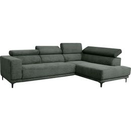Alina Ecksofa &raquo;Hikari&laquo; wahlweise mit Sitzvorzug, in modernem Cordstoff, Breite 302 cm gr&uuml;n Cord GCT (92% Polyester, 8% Nylon)
