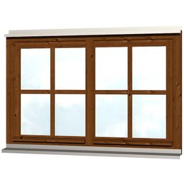 Skan Holz Fenster &raquo;Doppelfenster&laquo; f&uuml;r Carports, 132,4 x 82,1 cm braun Glas, Massivholz