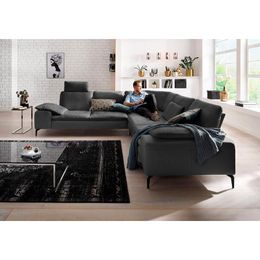 W.Schillig Ecksofa &raquo;valentinoo, Designsofa, elegant und bequem, L-Form&laquo; mit Sitztiefenverstellung, Breite 318 cm grau Longlife Xtra-Leder Z59: 