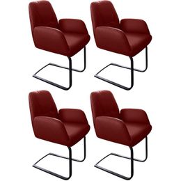 W.Schillig Freischwinger &raquo;ole&laquo; (Set) 4 Stk.2er- oder 4er-Set, Gestell in Schwarz pulverbeschichtet rot Longlife Xtra-Leder Z69: Das feinnarbige, 