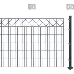 Arvotec Doppelstabmattenzaun &raquo;ESSENTIAL 120 zum Aufschrauben "Karo" mit Zierleiste&laquo; Zaunh&ouml;he 120 cm, Zaunl&auml;nge 2 - 60 m grau Kunststoff, Stahl