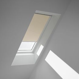 Velux Verdunklungsrollo &raquo;DKL S04 1085SWL&laquo; verdunkelnd Verdunkelung ohne Bohren in F&uuml;hrungsschienen wei&szlig;e F&uuml;hrungsschienen & Griffleiste beige 