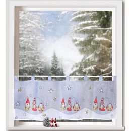 Weckbrodt-Gardinen Scheibengardine &raquo;Wichtel mit Sternen&laquo; Schlaufen 1 Stk. tlg. Bistro, Microsatin, Weihnachten, HxB 45x120cm, Gardine, Store bunt Microfaser, Polyester