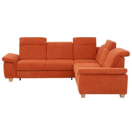 Home Affaire Ecksofa &raquo;Dalia L-Form&laquo; mit Federkernpolsterung, wahlweise mit Bettfunktion, Bettkasten orange Luxus-Microfaser Florence (100% Polyester);