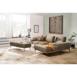 W.Schillig Ecksofa &raquo;run, Designsofa mit tollem Sitzkomfort, L-Form&laquo; mit Holzsockel, F&uuml;&szlig;e in Bronze pulverbeschichtet, Breite 299 cm beige Longlife 