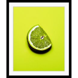 queence Bild &raquo;Ulrike&laquo; Kunst Lebensmittel Obst Obst Bilder HD Premium Poster-Druck inkl. Holzrahmen gr&uuml;n Acrylglas, Holz, Papier