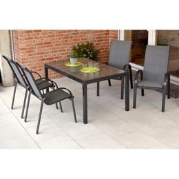 Merxx Garten-Essgruppe &raquo;Amalfi&laquo; 5 Stk. tlg. grau Aluminium, Polyester