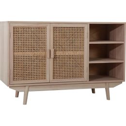 Salesfever Sideboard &raquo;Vejle Charmante Kommode f&uuml;r Stauraum&laquo; Charmante Kommode mit Rattan-Wiener-Geflecht T&uuml;rfronten beige Furnier, Geflecht Rattan, 