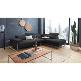 W.Schillig Ecksofa &raquo;finn, Designsofa mit tollem Sitzkomfort, bequem, L-Form&laquo; German Design Award 2016, Fu&szlig;gestell Nussbaum natur, Breite 281 cm 