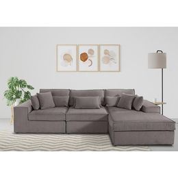 OTTO home Ecksofa &raquo;Florid L-Form&laquo; 3 Teile, bestehend aus Modulen, viele Bezugsqualit&auml;ten, auch in Cord grau Baumwollmix (60% Baumwolle/40% Leinen);