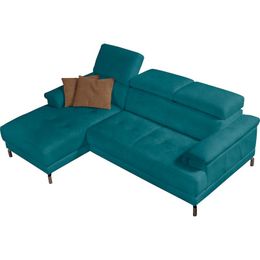 Egoitaliano Ecksofa &raquo;Soul, Design und Sitzkomfort auf hohem Niveau, tolle Details, L-Form&laquo; mit Recamiere, inkl. Kopfteilverstellung blau