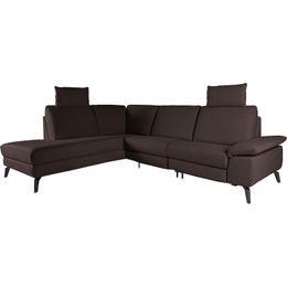 Alina Ecksofa inkl. Kopfst&uuml;tzen, wahlweise mit Relaxfunktion, Breite: 267 cm braun Struktur GBA (100% Polyester)