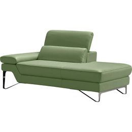 Egoitaliano Ottomane &raquo;Princess, elegantes Designsofa mit erstklassigem Sitzkomfort,&laquo; inkl. verstellbarem Kopfteil und edle Designmetallf&uuml;&szlig;e gr&uuml;n Leder CAREZZA (