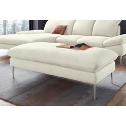 W.Schillig Hocker &raquo;enjoy&MORE&laquo; F&uuml;&szlig;e Chrom gl&auml;nzend, Breite 151 cm wei&szlig; Chenille-Flachgewebe R66 (85% Polyester, 15% Nylon);Longlife Xtra-Leder Z59: 