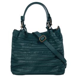 Samantha Look Damen Shopper echt Leder, Made in Italy blau