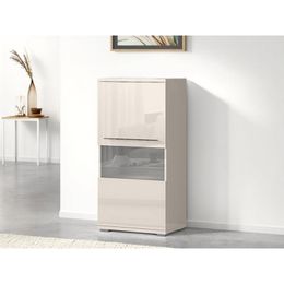 OTTO home Highboard &raquo;Piano Vitrine&laquo; (H/B/T): 123/60/40,2cm, UV lackiert, Soft-Close Funktion beige Spanplatte