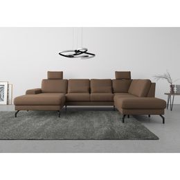 Sit & More sit&more Wohnlandschaft &raquo;Cinturo U-Form&laquo; inklusive Sitztiefenverstellung und Federkern, Sitzh&ouml;he 48 cm braun