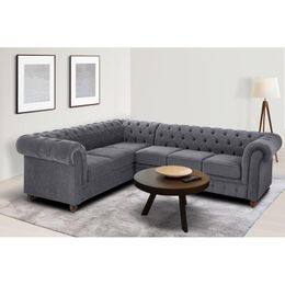 Home Affaire Chesterfield-Sofa &raquo;Chesterfield Ecksofa, auch in Leder L-Form&laquo; hochwertige Knopfheftung, langer Schenkel links oder rechts w&auml;hlbar grau 