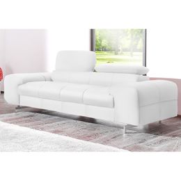 COTTA 2-Sitzer &raquo;Chef&laquo; Big-Sofa mit Kopfteilverstellung, edle Metallkufen wei&szlig; Softlux -Kunstleder;NaturLeder (echtes Rindsleder);Luxus-Microfaser (100