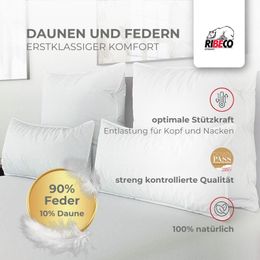 Ribeco Federkissen &raquo;Johanna Kopfkissen 1-tlg. oder 2-tlg.: 40x80 cm, 80x80 cm erh&auml;ltlich!&laquo; F&uuml;llung: 90Federn10Daunen Bezug: Baumwolle 2 Stk. tlg. 