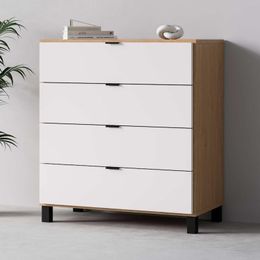 VOX Kommode &raquo;SIMPLE Sideboard mit 4 Schubladen, Ma&szlig;e B/T/H: 90/47/94,5 cm&laquo; Soft-Close Function, mit schwarzen Metallgriffe wei&szlig; Spanplatte