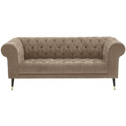 Home Affaire Chesterfield-Sofa &raquo;Tinnum&laquo; beige Luxus-Microfaser Vintageoptik (66% PU, 27% Polyester, 7% Baumwolle);Struktur weich( 97% Polyester, 3% 