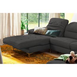 Home Affaire Ecksofa &raquo;Basel L-Form&laquo; mit vollmotorischer Relaxfunktion und motorischer Recamiere grau Luxus-Mikrofaser Lederoptik: 100% Polyester, ;