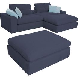 Alina Hocker &raquo;Sandy&laquo; 122 cm breit und 122 cm tief blau Chenille EQE (100% Polyester)