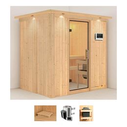 Karibu Sauna &raquo;Finja&laquo; Set, Ofen 3,6 kW externe Strg.easy beige