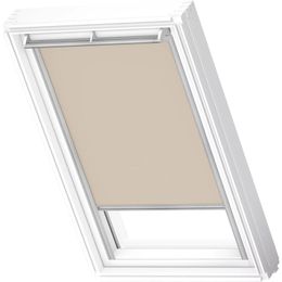 Velux Verdunklungsrollo &raquo;DKL 4556S&laquo; verdunkelnd ohne Bohren in F&uuml;hrungsschienen Stoff sandbeige mit wei&szlig;en F&uuml;hrungsschienen & Griffleiste beige 