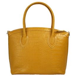 CLUTY Damen Henkeltasche echt Leder, Made in Italy gelb