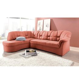 DOMO collection Ecksofa &raquo;Papenburg, zeitlose R&uuml;ckensteppung, elegante Armlehne, L-Form&laquo; mit Ottomane, wahlweise mit Bettfunktion, OTTOs Choice orange 