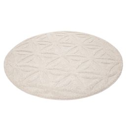 Esprit Outdoorteppich &raquo;Shake, ESP54232&laquo; rund 2 mm H&ouml;he Hoch-Tief-Effekt, Blume des Lebens - Motiv, uni, robust, Terrasse beige Polypropylen (PP)