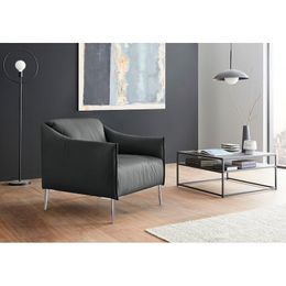 W.Schillig Cocktailsessel &raquo;sally&laquo; mit Metallf&uuml;&szlig;en in Chrom gl&auml;nzend grau Longlife Xtra-Leder Z59: Glattleder mit modischer Pr&auml;gung. Hautst&auml;rke 0, 9 - 
