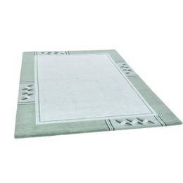 Theko Wollteppich &raquo;Royal Nepali 3029&laquo; rechteckig 15 mm H&ouml;he reine Wolle, handgetuftet, modernes Design, mit Bod&uuml;re gr&uuml;n Schurwolle