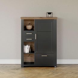 set one by Musterring Highboard &raquo;York&laquo; Typ 25 und 26, in 3 Farbvarianten, Beleuchtung optional, Breite 105 cm grau