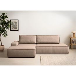 Home Affaire Ecksofa &raquo;SHERWOOD, Schlafsofa in L-Form offen (275cm), Cord, Leinenoptik&laquo; Schlaffunktion und Bettkasten, Kedernaht, hoher Sitz- & 
