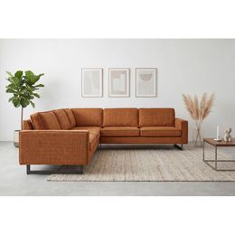 Home Affaire Ecksofa &raquo;Pinto, XXL, 250/290 cm, langer Schenkel, Ottomane&laquo; Cord, Chenille, Lederoptik, mit Keder, Metallf&uuml;&szlig;e, Wellenunterfederung 100% 