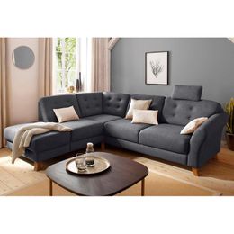 Home Affaire Ecksofa &raquo;Trondheim L-Form&laquo; mit Federkern grau Struktur weich ( 97% Polyester, 3% Baumwolle);Luxus-Microfaser ALTARA NUBUCK (100% 