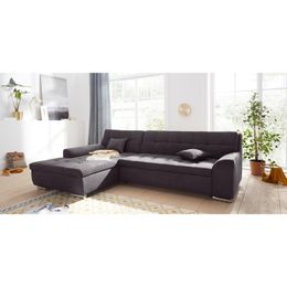 DOMO collection Ecksofa &raquo;Aversa, moderne Steppung, geschwungene Armlehnen, Breite 267cm&laquo; L-Form, wahlweise mit Bettfunktion braun Struktur weich (100%